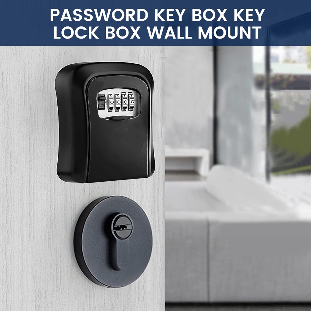 Wall Mount Key Safe Box Numbering Lock Key Storage Lock Box 4 Digits ...