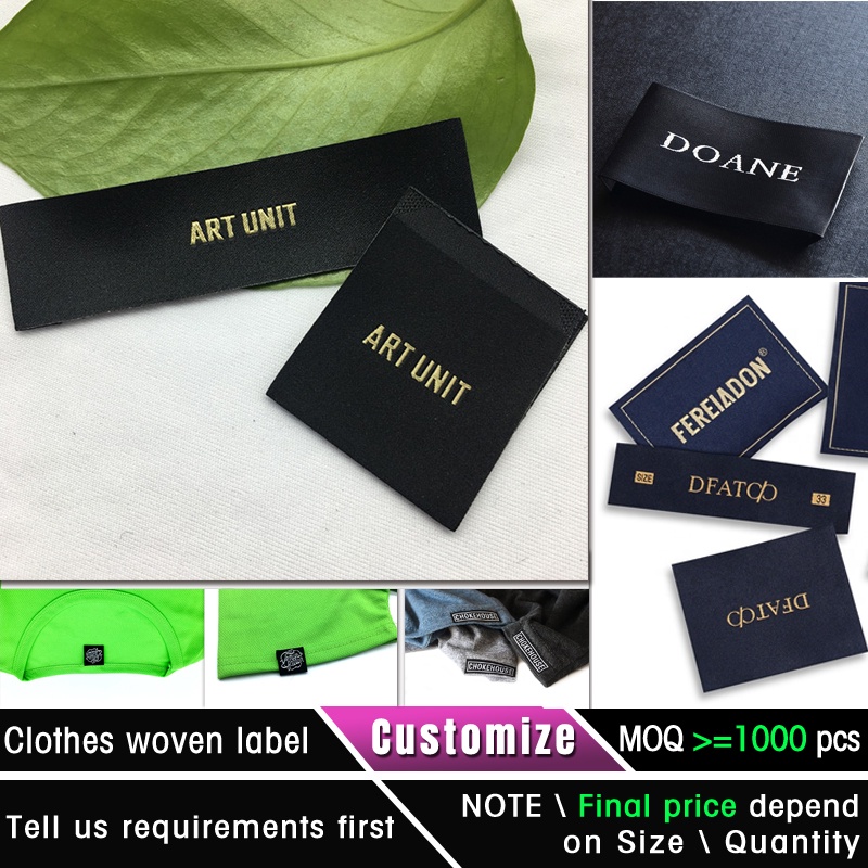 garment label customize collar label print woven tag fabric ribbon silk ...