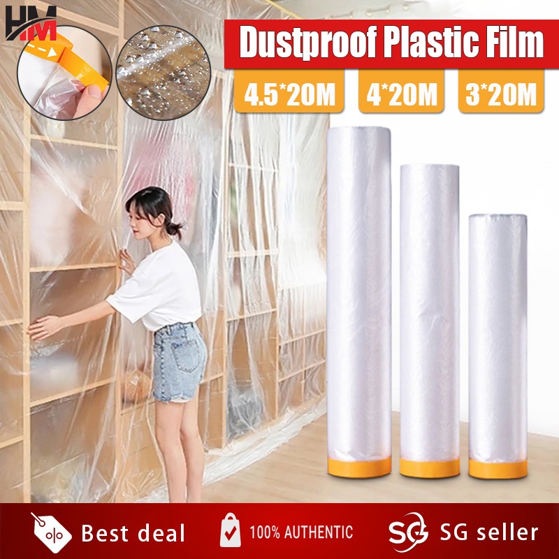 【SG Stock】4.5m x 20m Plastic Dust Cover Disposable Furniture Dustproof ...