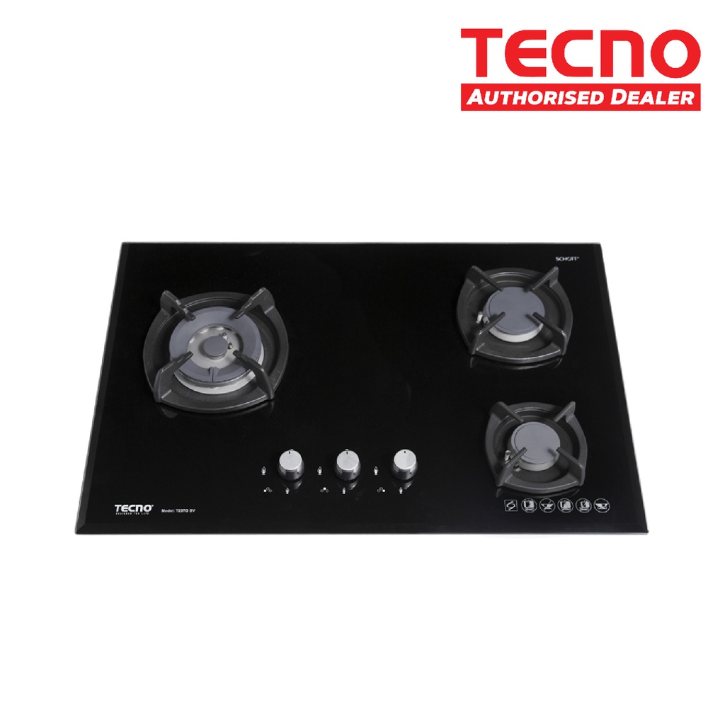 (Bulky) Tecno 3-Burner Glass Cooker Hob with Inferno Wok Burner ...