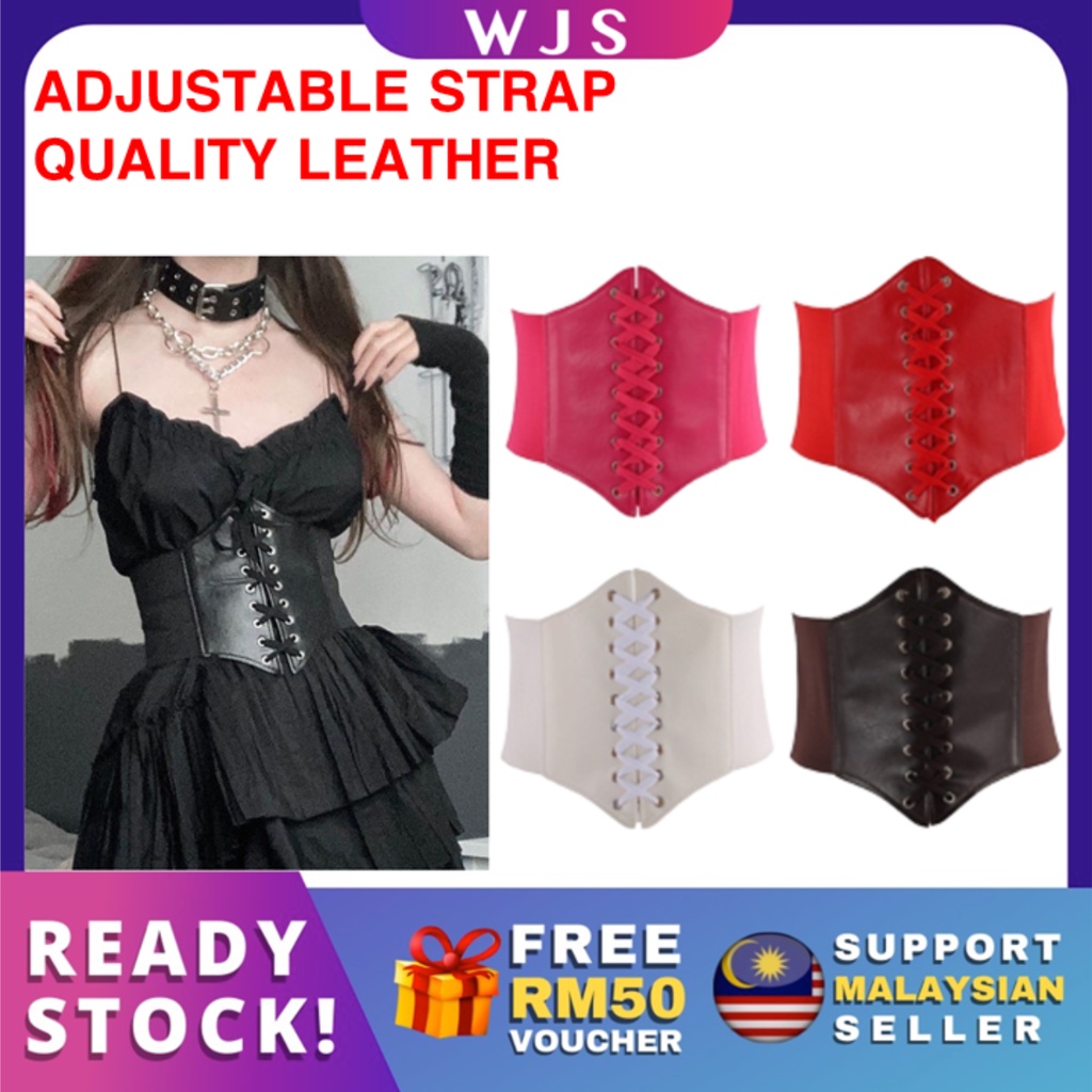 FREE RM50 VOUCHER MLQ Gothic Dark Lace Up Female Waist Corset Belt Wide ...