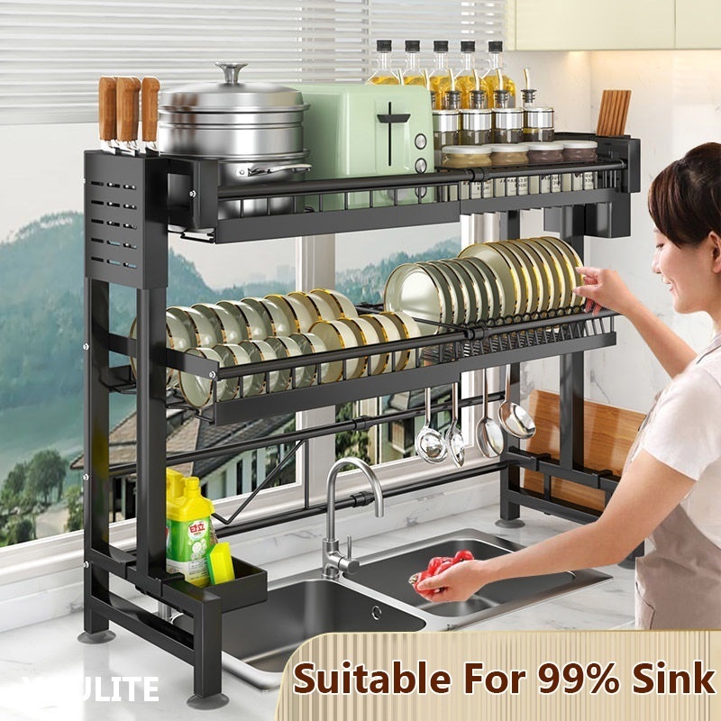 YOULITE Retractable Kitchen Sink Rack Sink Organizer Kitchen Storage ...