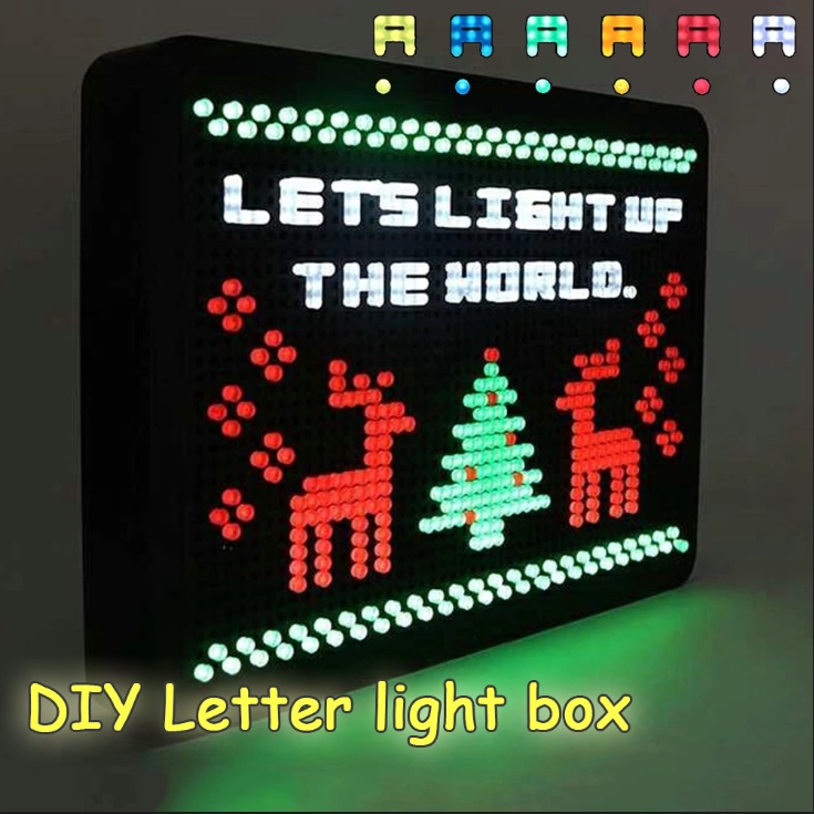 Christmas Gift LED Pixel Letter Light Box DIY Luminous 6 Colors USB ...