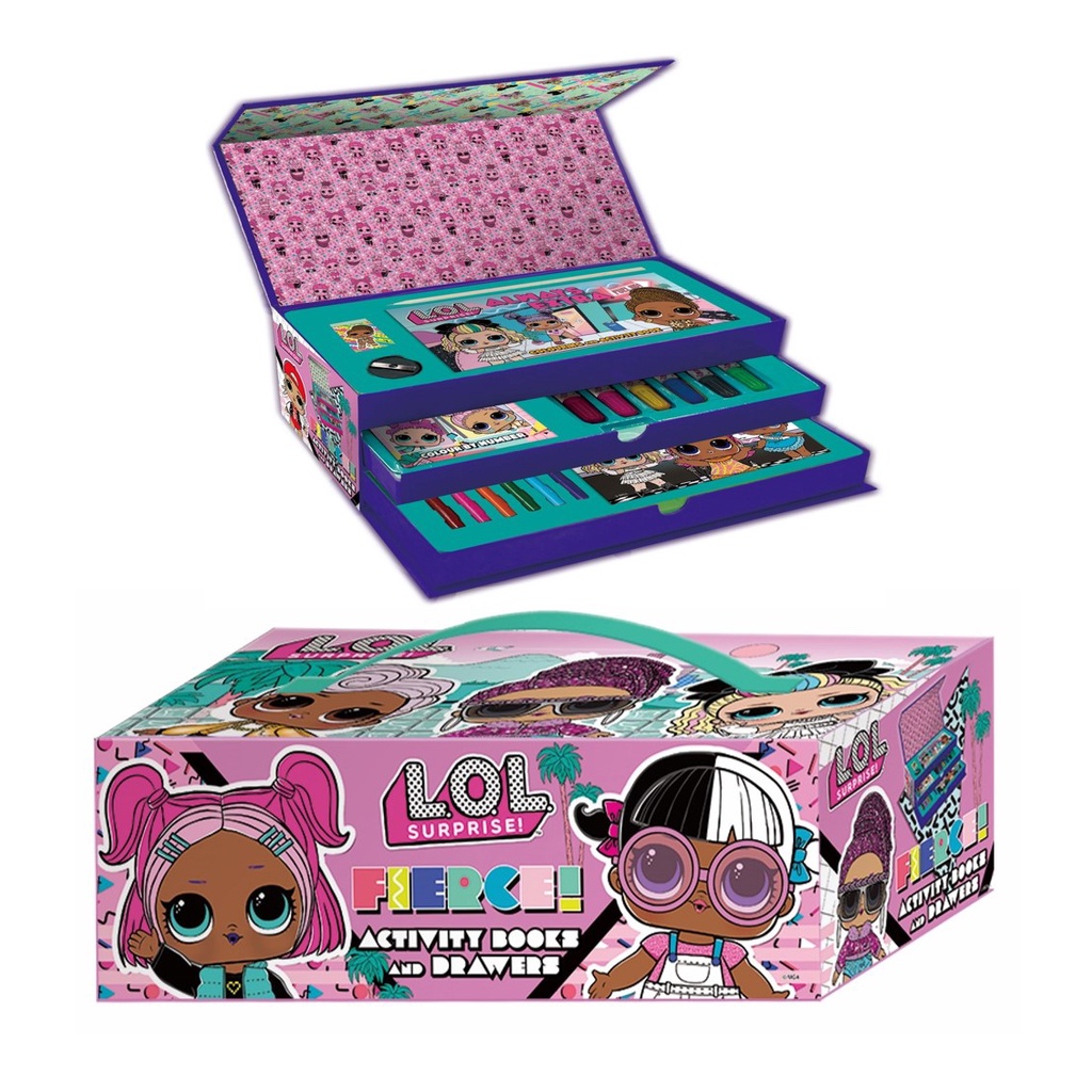 LOL Surprise 3 Books Colouring Activity Drawer Gift Set For Kids with ...