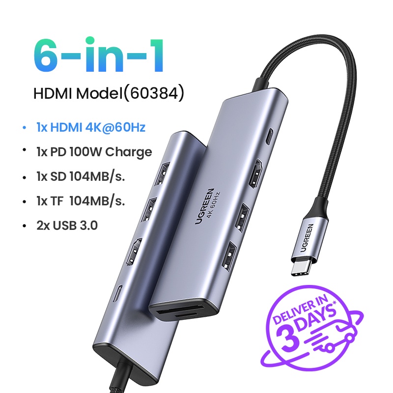 UGREEN USB C Hub with HDMI port Type C Hub USB C to 3xUSB3.0+HDMI+PD ...