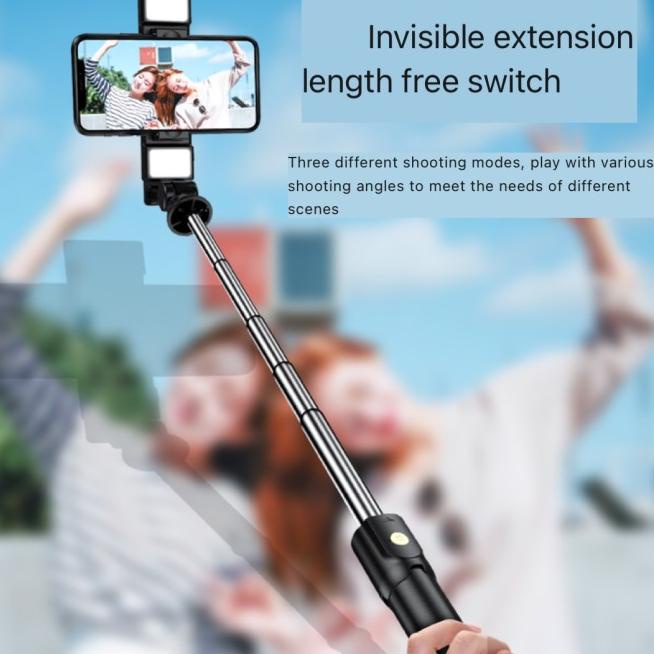 HITAM Bluetooth With Dual LED And Remote Tripod 2 in 1 - Black | Shopee ...