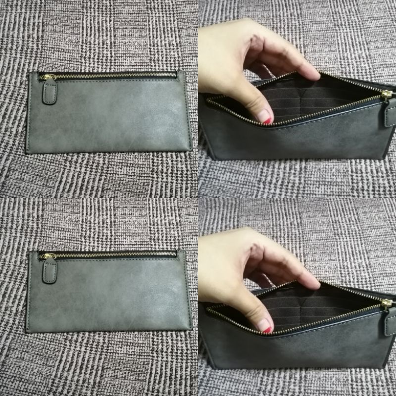 PU LEATHER SIMPLE MINIMALIST GREY WALLET | Shopee Singapore