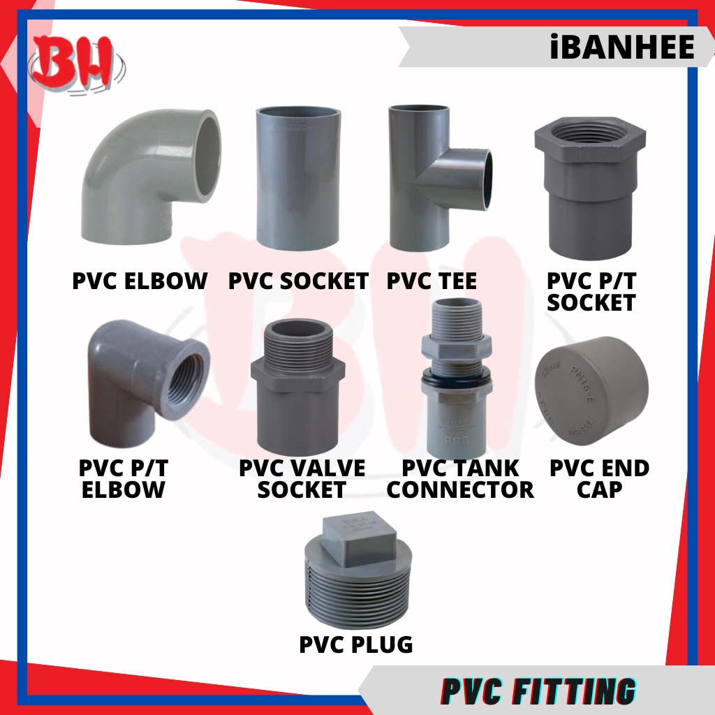 [iBANHEE] PVC PIPE FITTING GREY 2"(50MM) SOCKET/ELBOW/TEE/PT SOCKET/PT ...