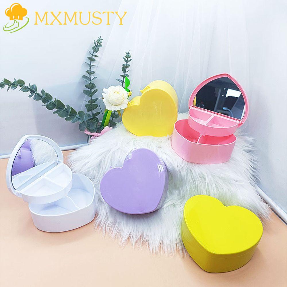 MXMUSTY Heart-shaped Jewelry Box Pink Desk Stationery Boxes Love Heart ...