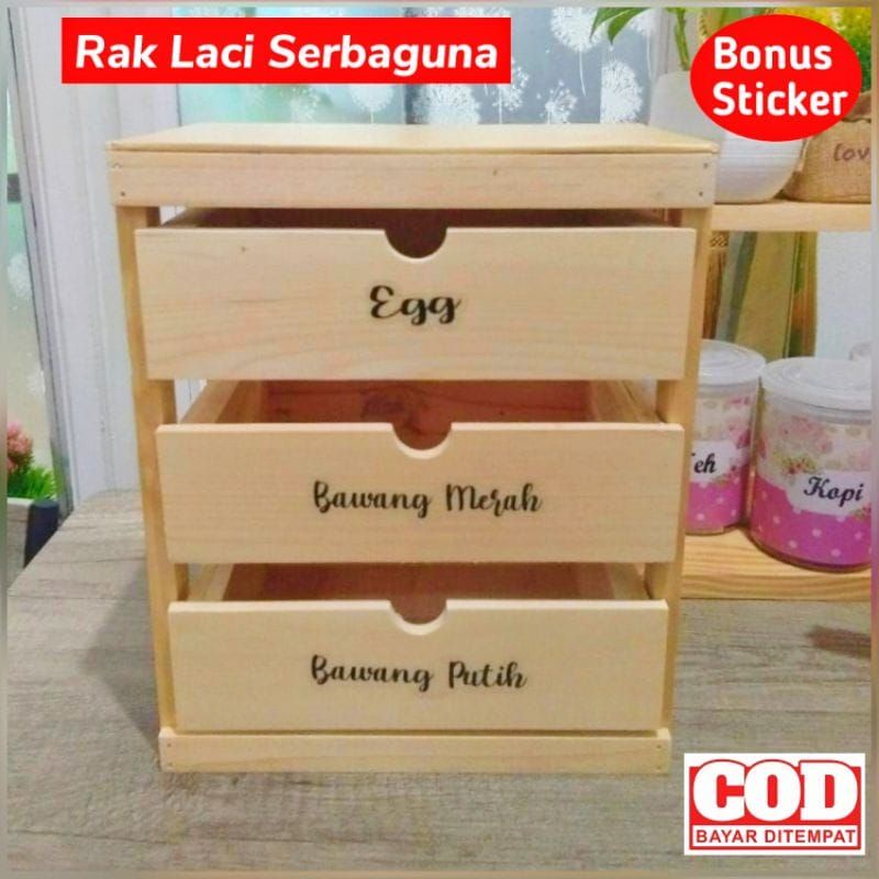 KAYU Modern 3-wood Stacking Drawer Onion Rack For Minimalist Kitchen ...