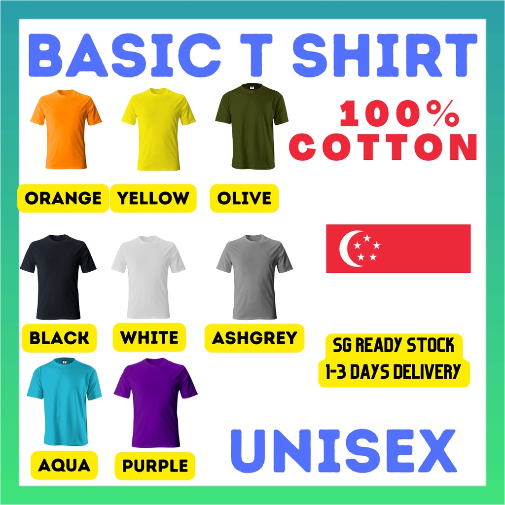 [BASIC T SHIRT] [COTTON] ADULTS UNISEX BASIC SHIRTS PLAIN TEE CASUAL ...