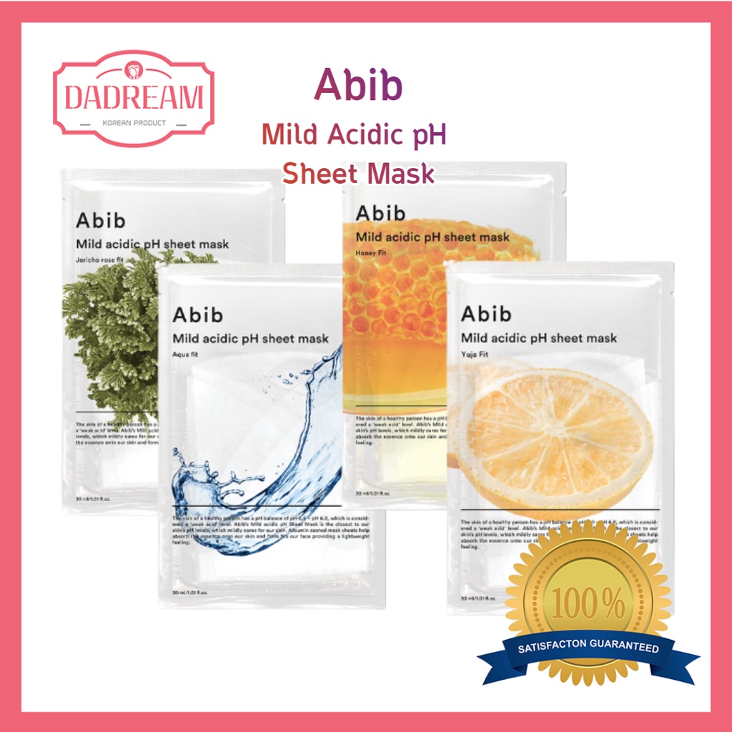 [Abib] Mild Acidic pH Sheet Mask 30mL (Yuja, Honey, Aqua, Jericho Rose ...