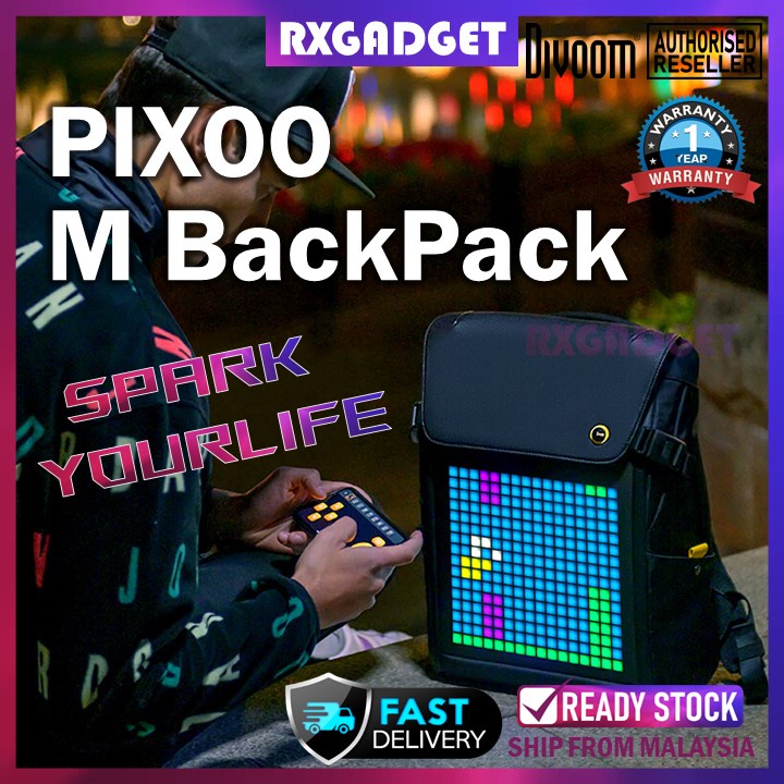 [DIVOOM] Pixoo M Backpack Customizable RGB Pixel Art Multi Compartments Design Features Fashion ...