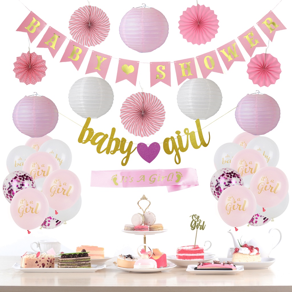 Balloon Decoration For Baby Shower Girl | Shelly Lighting