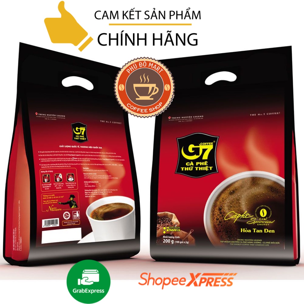 G7 Instant Black Coffee (No sugar and without milk) 100 packs / 2g pack - Trung Nguyen | Shopee ...