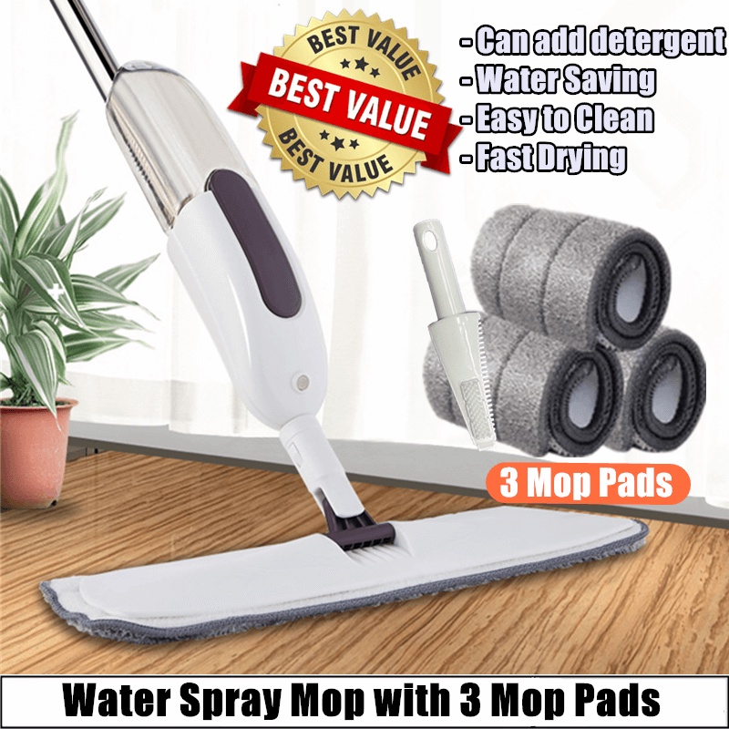 SG Water Spray Mop with 3 Mop Pads | Flat Mop for Home Floor Cleaning ...
