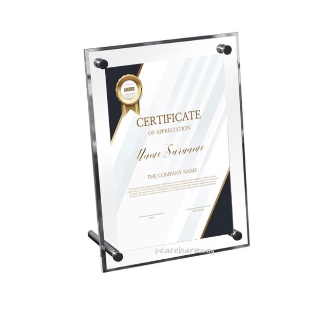 Acrylic Certificate Photo Frame / Acrylic Photo Frame With Stand (Can ...