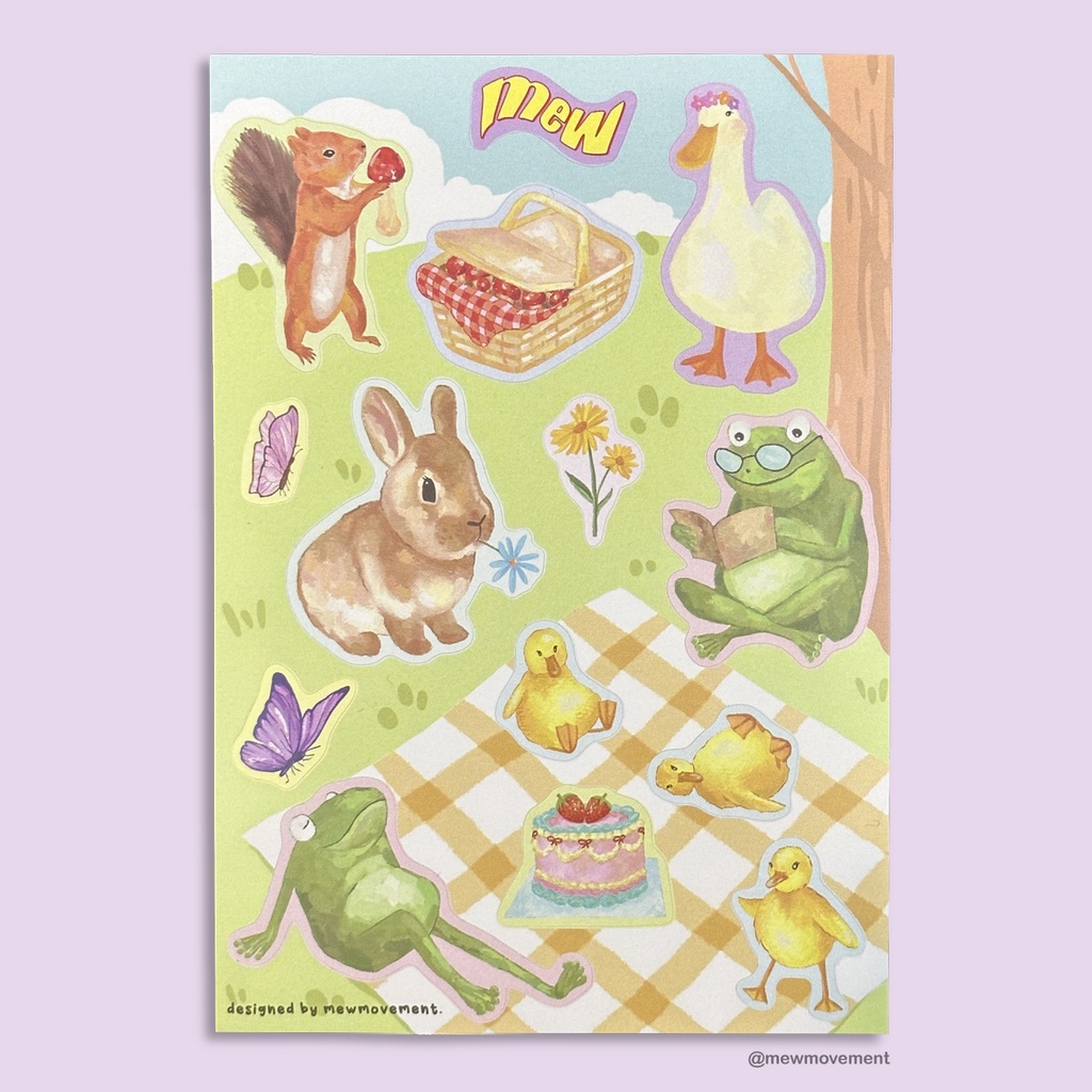 Picnic Day Sticker Sheet, Cottage Core Sticker Sheet, Cute Little ...