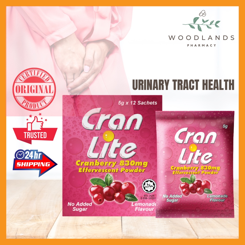 CRAN LITE CRANBERRY 830MG EFFERVESCENT POWDER 5G x 12'S [LEMONADE] | Shopee Singapore