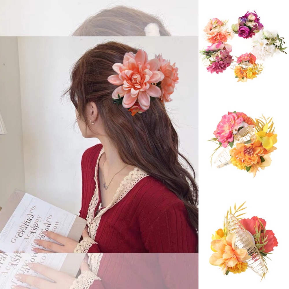 Bohemian Hairpin 11cm Simulated Flower Hair Grab Claw Seaside Holiday ...