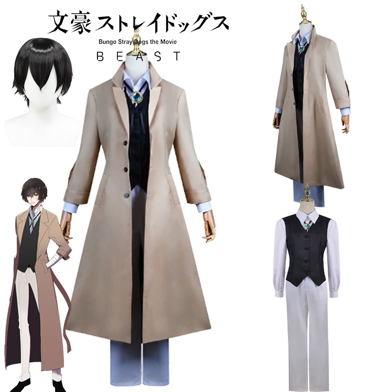 Wig Costume Trench Osamu Cosplay Dazai Coat Bungo Halloween Carnival ...
