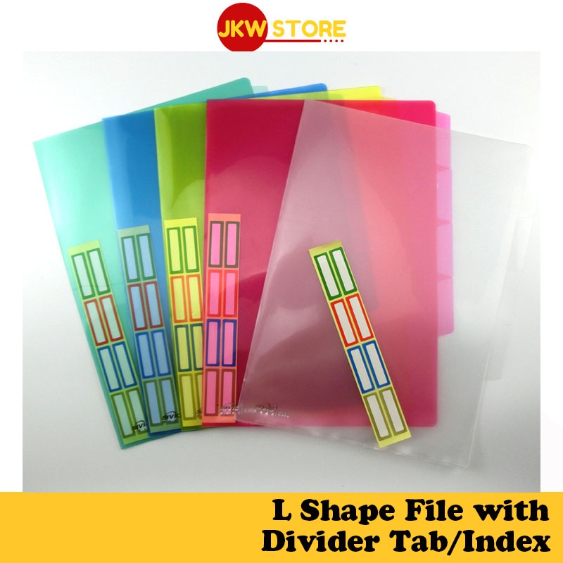5pcs/set A4 L Shape File 3 Pockets with Index / File 3 Poket Dengan ...