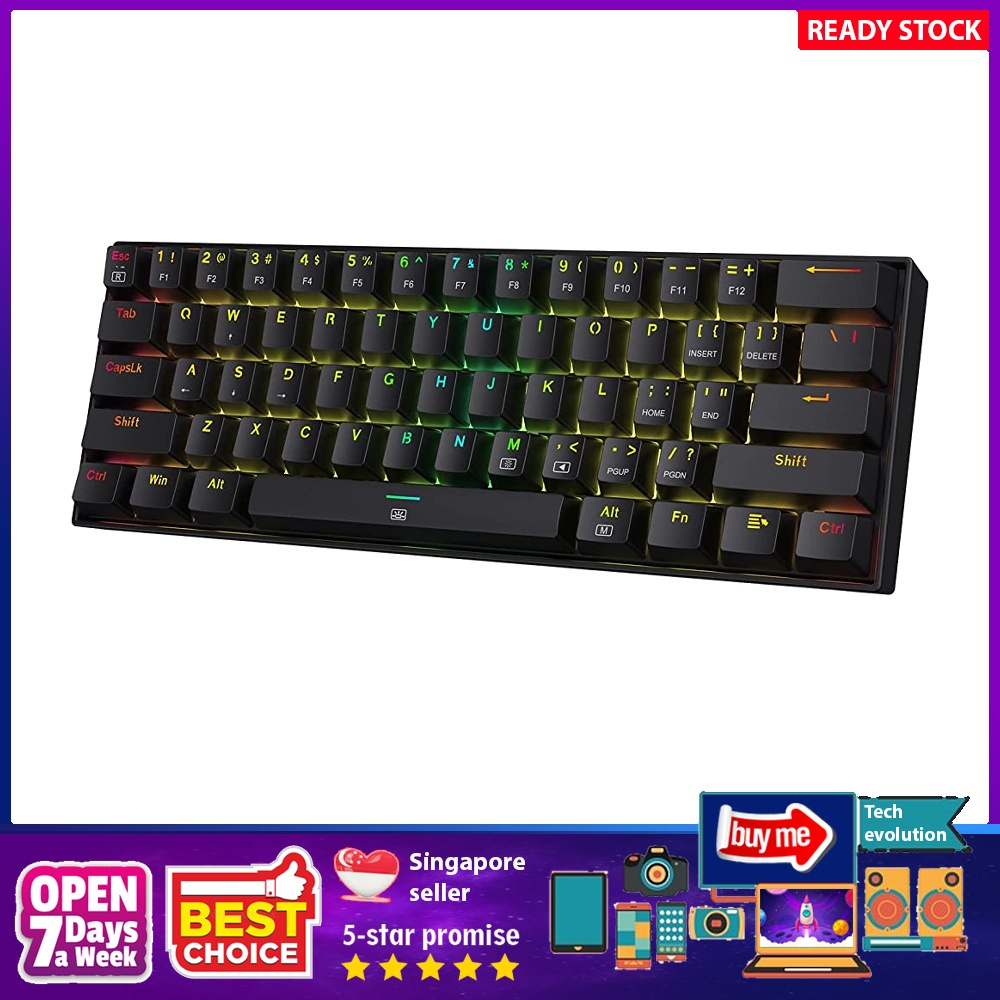 [sgstock] Redragon K630 Dragonborn 60% Wired RGB Gaming Keyboard, 61 ...