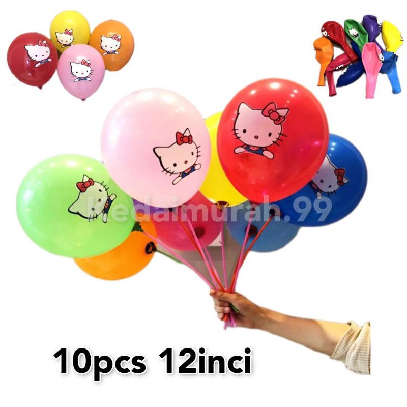 10pcs Hello Kitty Print Latex Balloon/Ballon belon latex kid toy party ...