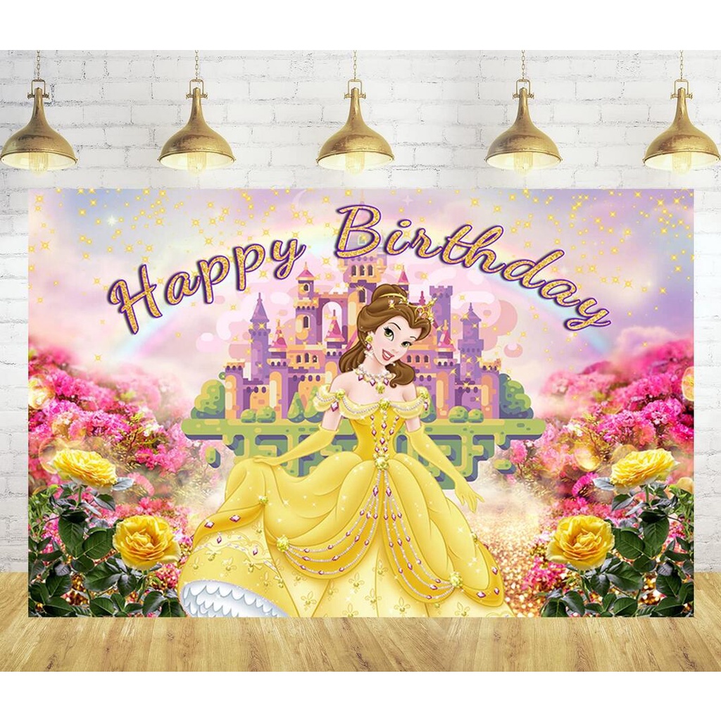 7x5ft Princess Belle Backdrop for Birthday Party Supplies Beauty and ...