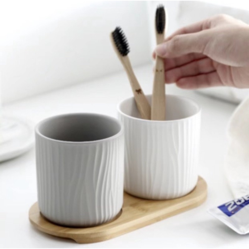 🇸🇬SG Seller Nordic Household Ceramic Mouthwash Cup Water Cup Family ...