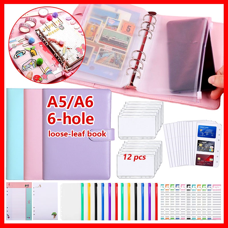 A6 Binder Planner Notebook Binder Pockets Storage Cash Envelope Bills ...