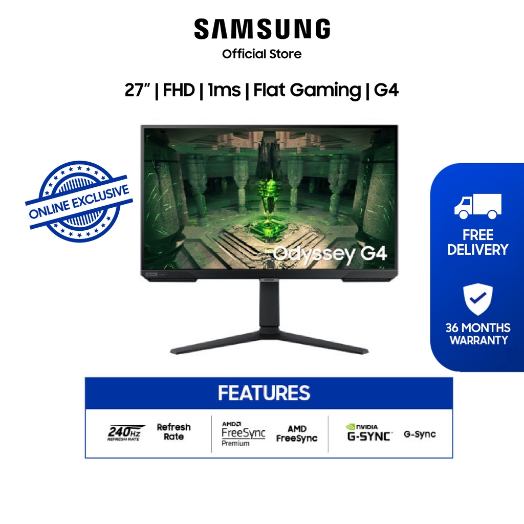 Samsung 27" Odyssey G4 240Hz Gaming Monitor / LS27BG400EEXXS / 36 ...