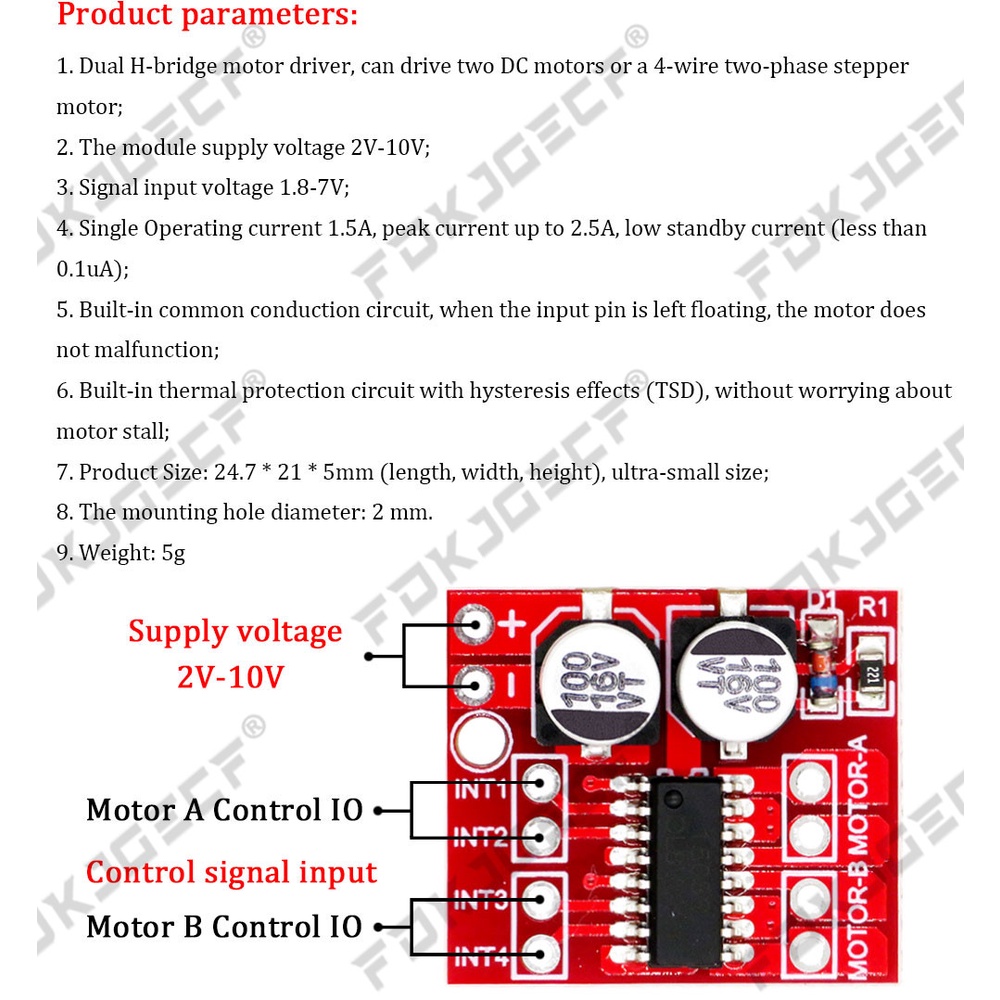 L298N driver board module MINI L298N stepper motor smart car robot ...