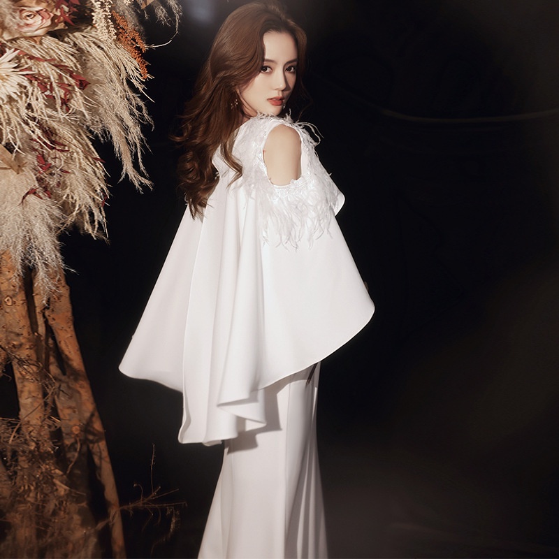 Aura Queen Fishtail White Evening Dress Skirt Banquet Elegant Stunning ...