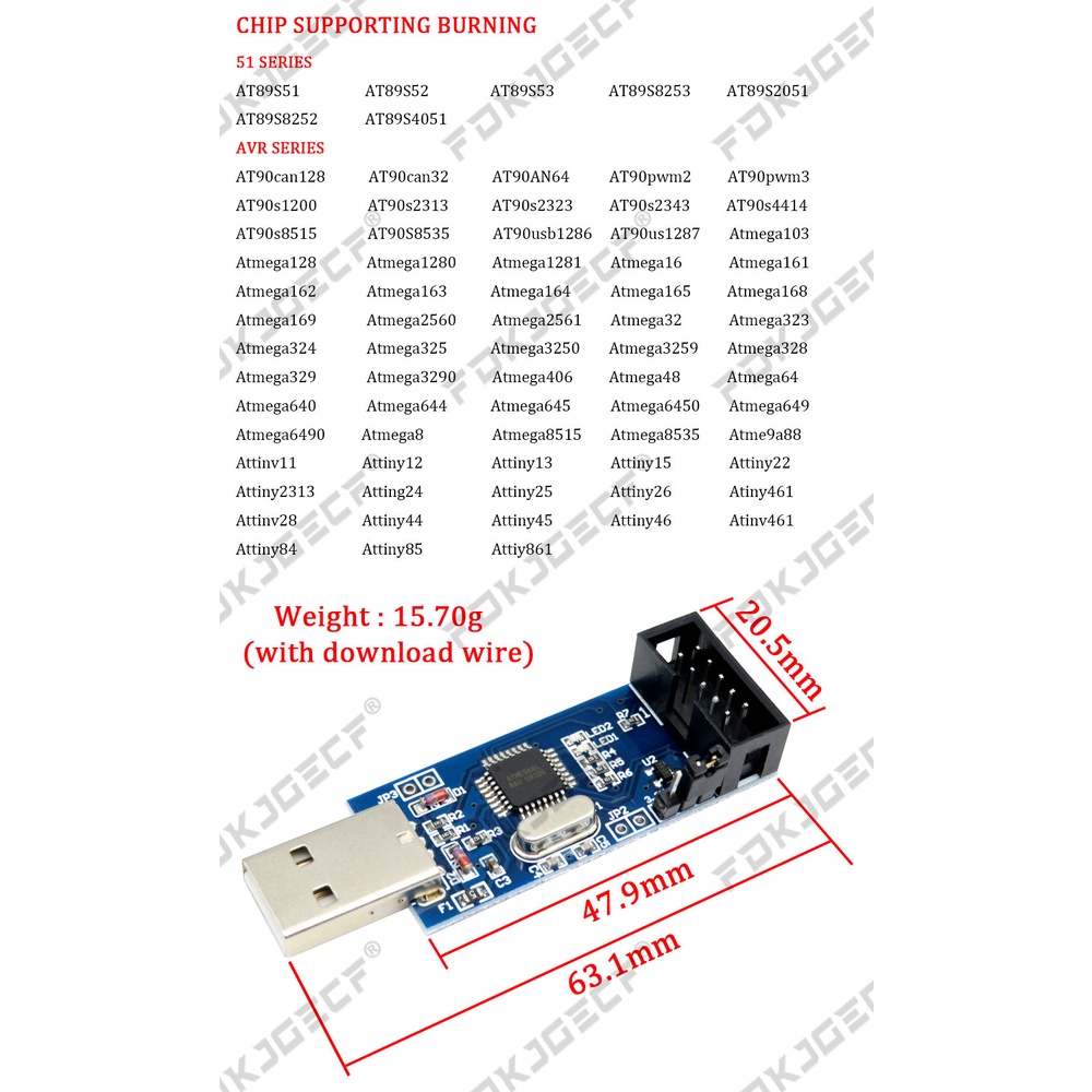 1Set USBASP USBISP AVR Programmer USB ATMEGA8 ATMEGA128 ATtiny/CAN/PWM ...