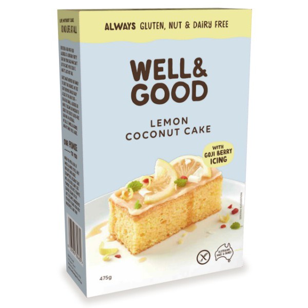 Well & Good Lemon Coconut Cake Mix with Goji Berry Icing (475g ...