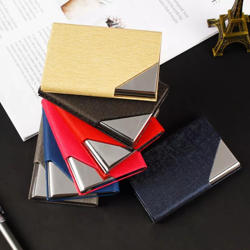 Name Card Holder (Stainless Steel and leather) Business Credit Debit ...