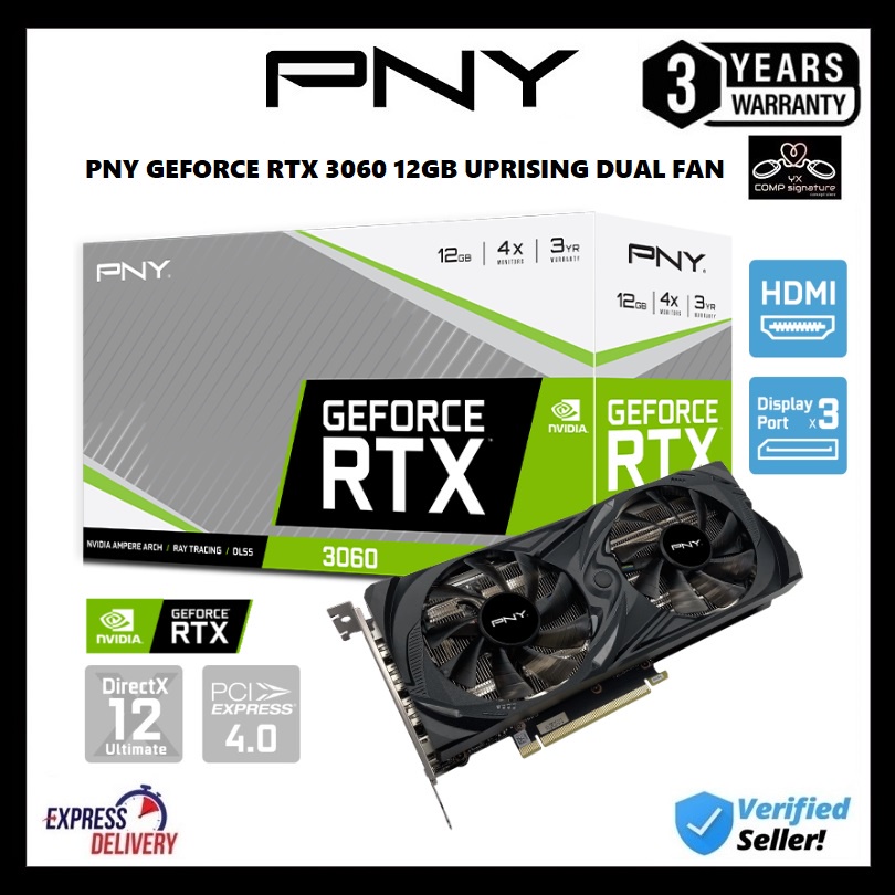 PNY GEFORCE RTX 3060 12GB UPRISING DUAL FAN RTX3060 | Shopee Singapore