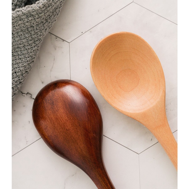 Creative Korean Wooden Spoon Long Handle Mixing Cooking Spoon 33CM ...