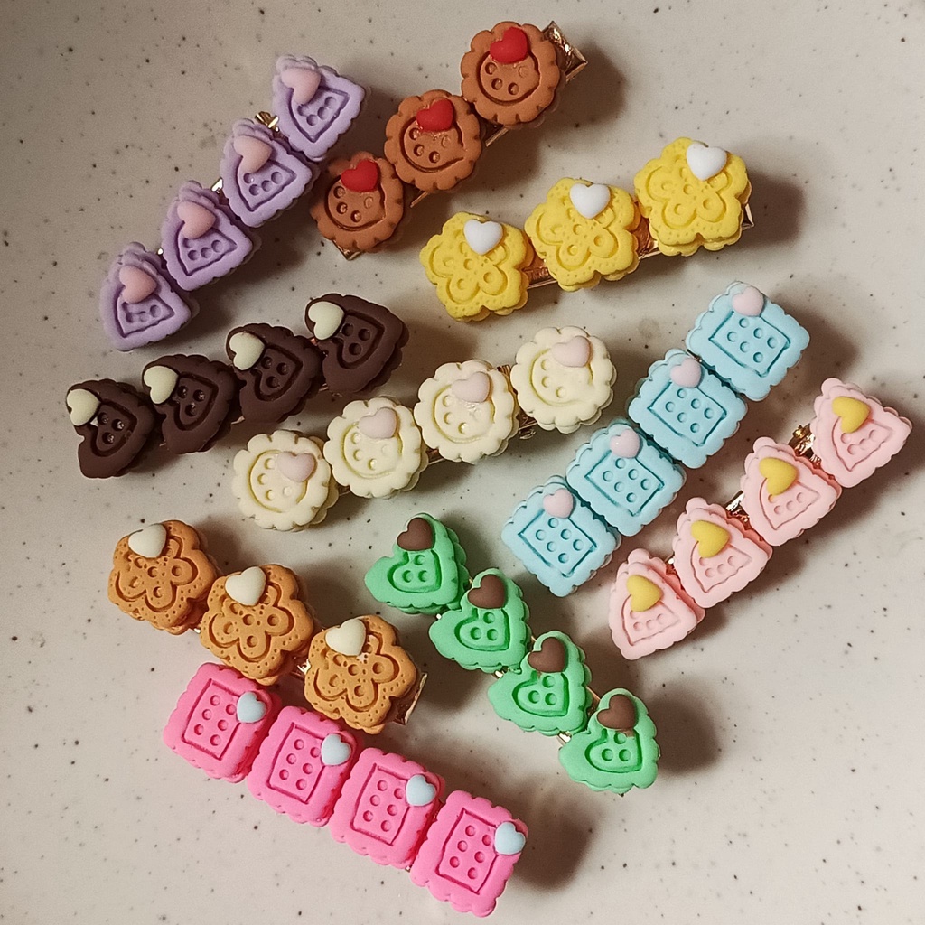 (SG) 4cm Mini DIY - Mini Biscuits Hair Clips/Golden Hair Clips | Shopee ...