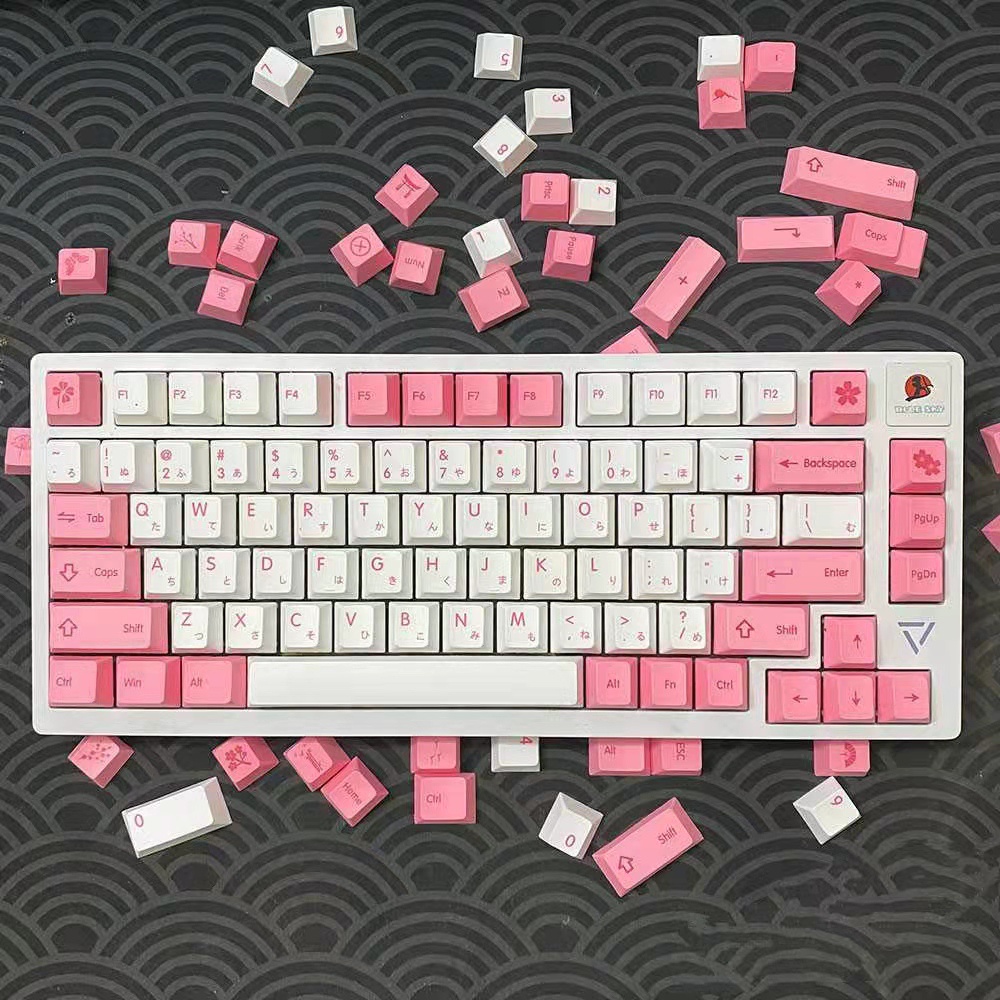 P PBT Keycap Sublimation Pink Butterfly cherry Mechanical Keyboard ...