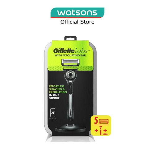 GILLETTE Labs Razor Blade with Exfoliating Bar Cartridge 5s + Handle 1s ...