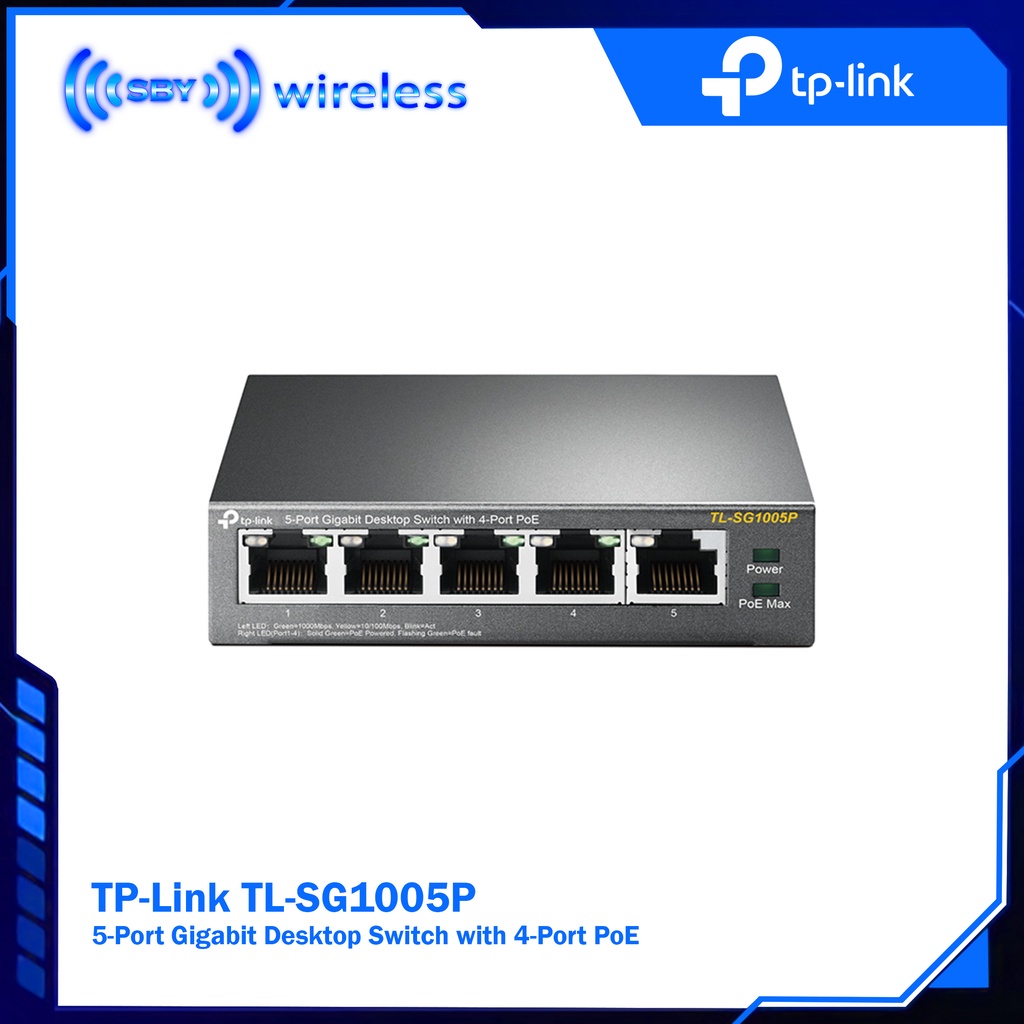 Tplink TL-SG1005P, Switch Hub 5 Port Gigabit Unmanaged Desktop Switch with 4 Port PoE TP Link ...