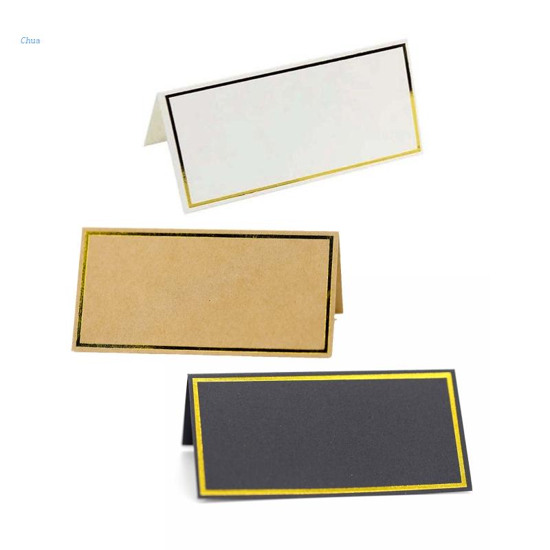 Chua 50Pcs Place Cards Small Tent Cards with Gold Foil Border Table ...