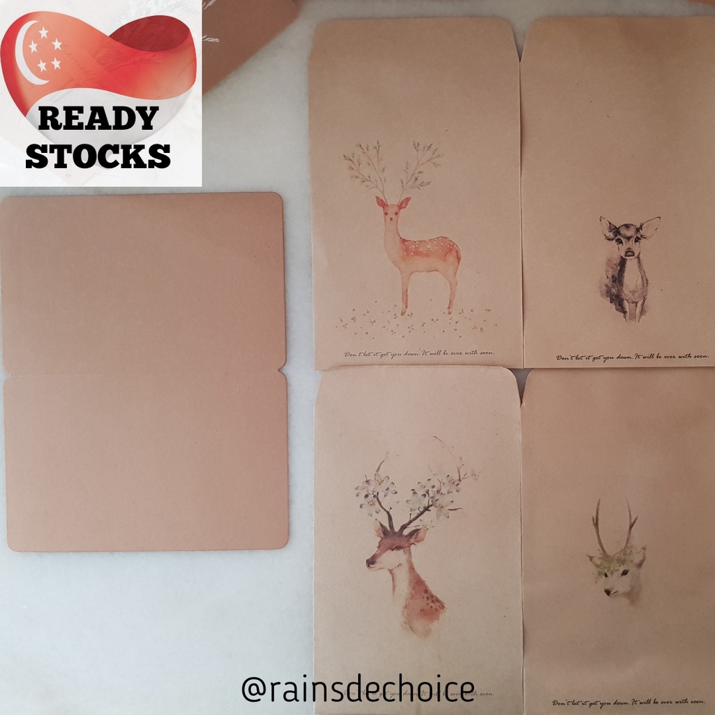 Blank Kraft Greeting Card With Envelope Set (Set of 10) | Shopee Singapore