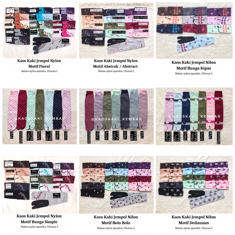Nokemas 12 Pairs Mixed MOTIF NYLON Thumb Socks (Dozen) | Shopee Singapore