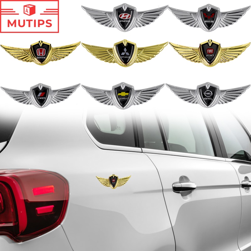 Car Logo 3D Metal Angel Wing Sticker Decoration Decals Emblem | Shopee ...