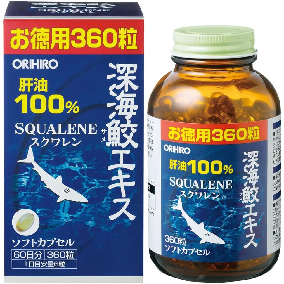 ORIHIRO Deep Sea Shark Extract Squalene Shark Liver Oil 360 Capsules 60 ...