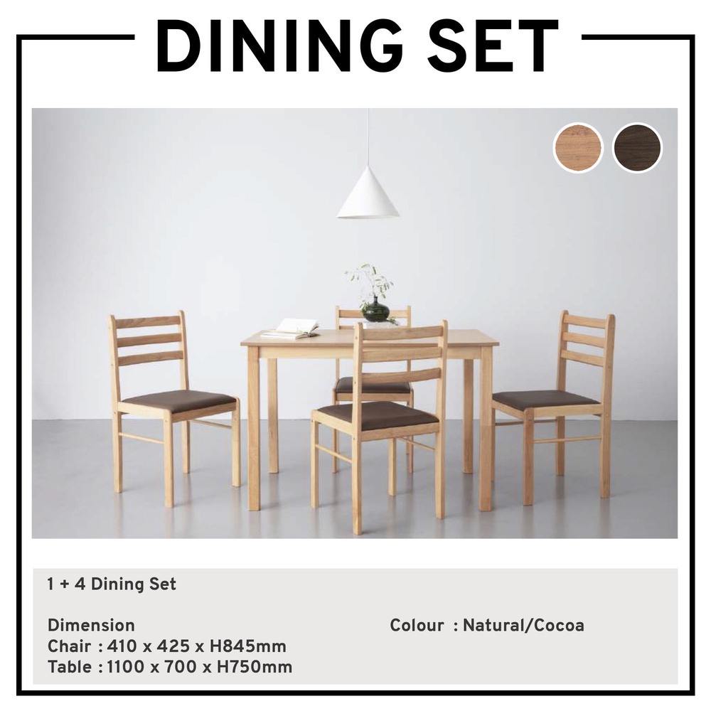Dining Set 1+4 Dining Table Wood Chair Wooden Dining Set 4 Seater ...