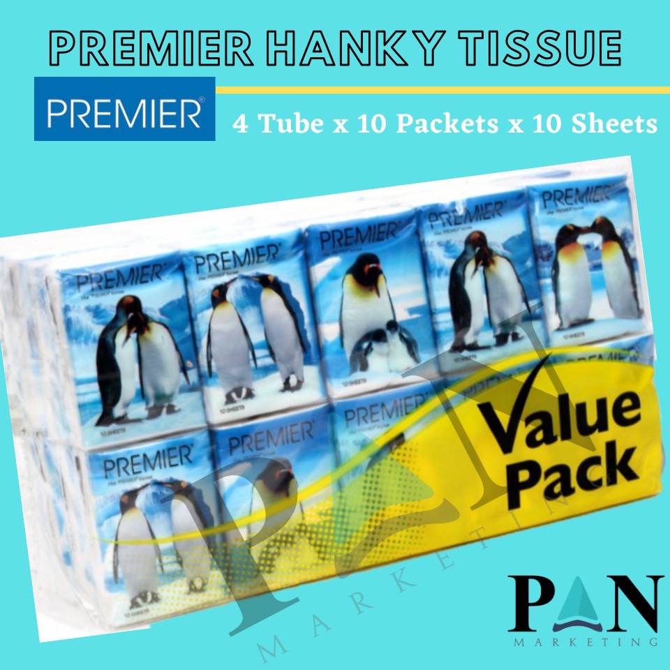 PREMIER Tissue Hanky Pack (10 Packets x 10's x 4 Tube) Pocket Tissue ...